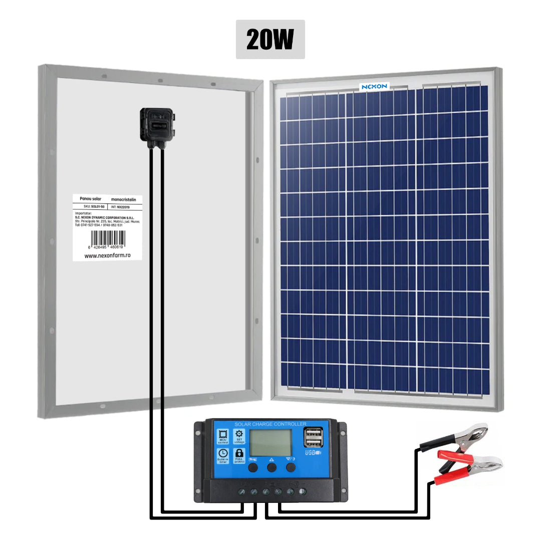 Panou solar gard electric NEXON 20W cu regulator – NEXON FARM